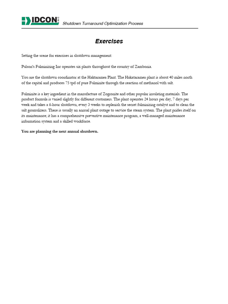 Annual Shutdown Strategy for Fulminite Production | PDF | Boiler | Valve