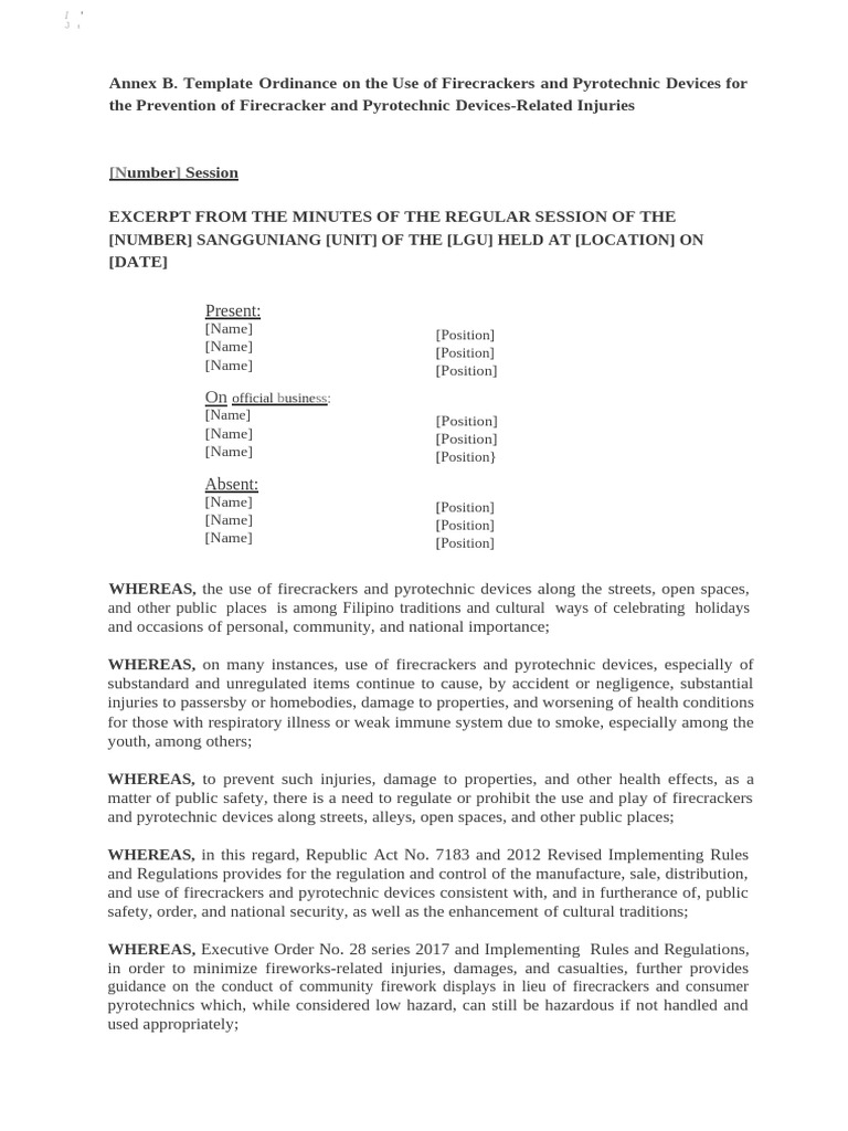 Sample Ordinance Fireworks | PDF | Fireworks | Regulatory Compliance