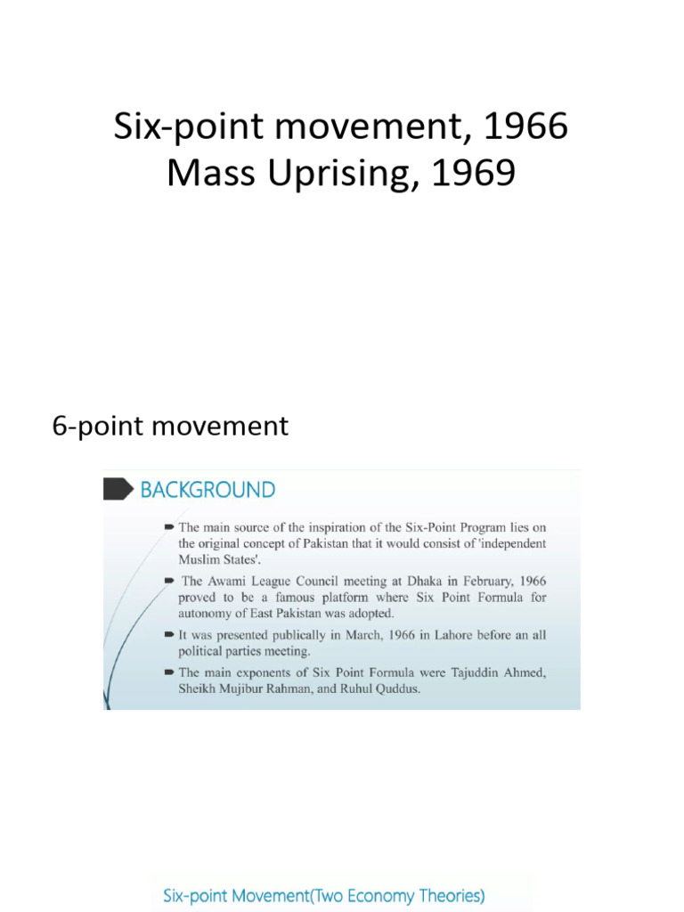 Six-Point Movement, 1966 and Uprising 1969 | PDF | Pakistan | Bangladesh