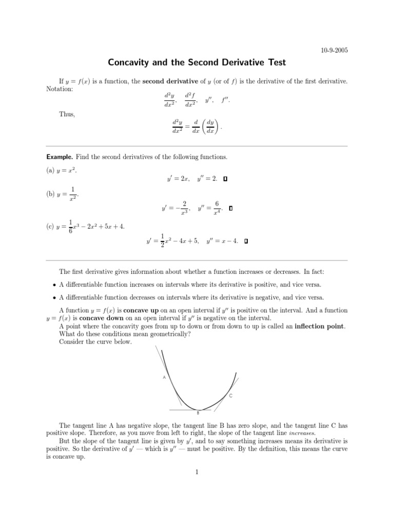 Concavity and The Second Derivative Test | PDF