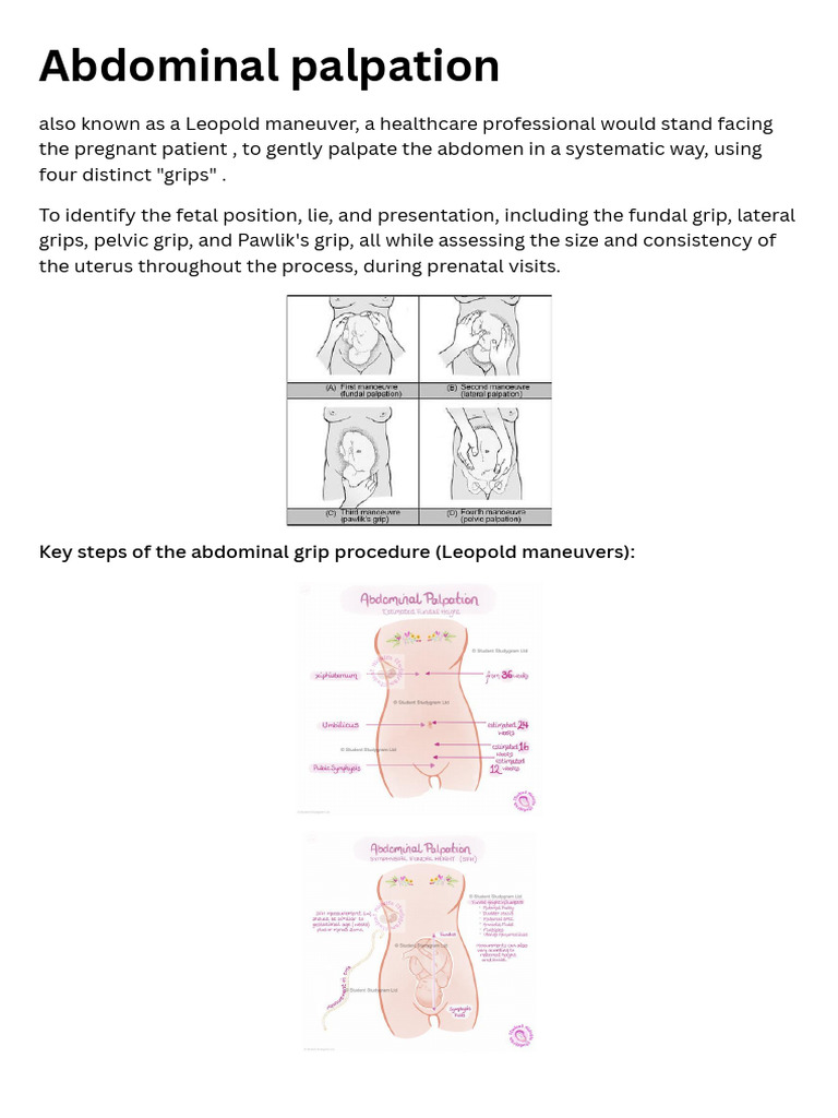 Abdominal Palpation: Key Steps of The Abdominal Grip Procedure (Leopold ...