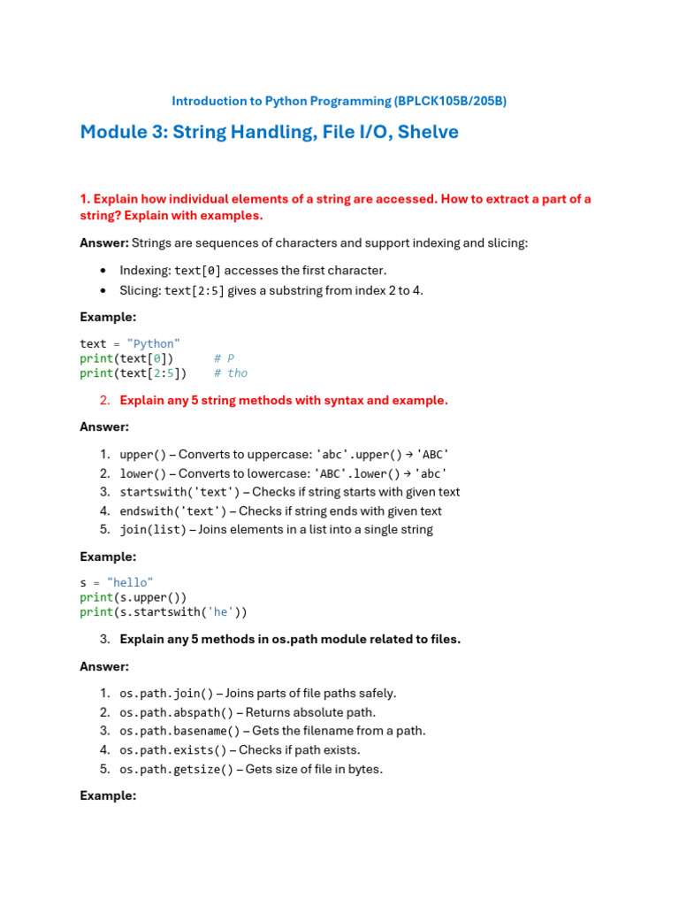 Module3 4 Vtu Questions With Answers | PDF | Zip (File Format ...