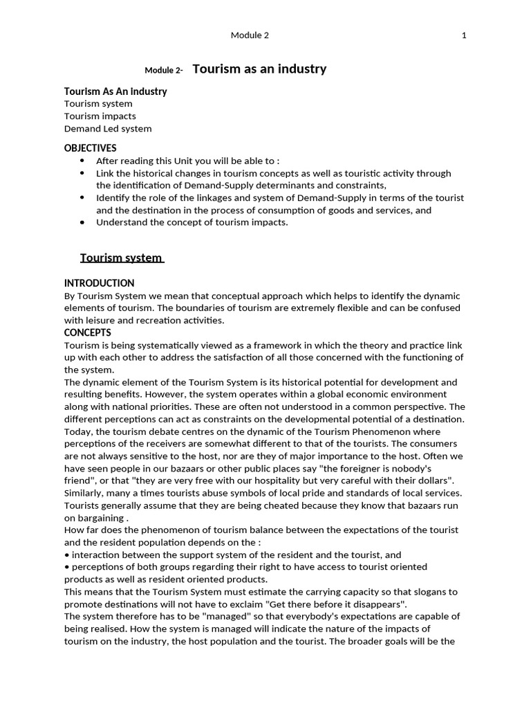 Understanding Tourism Systems and Demand | PDF | Tourism | System