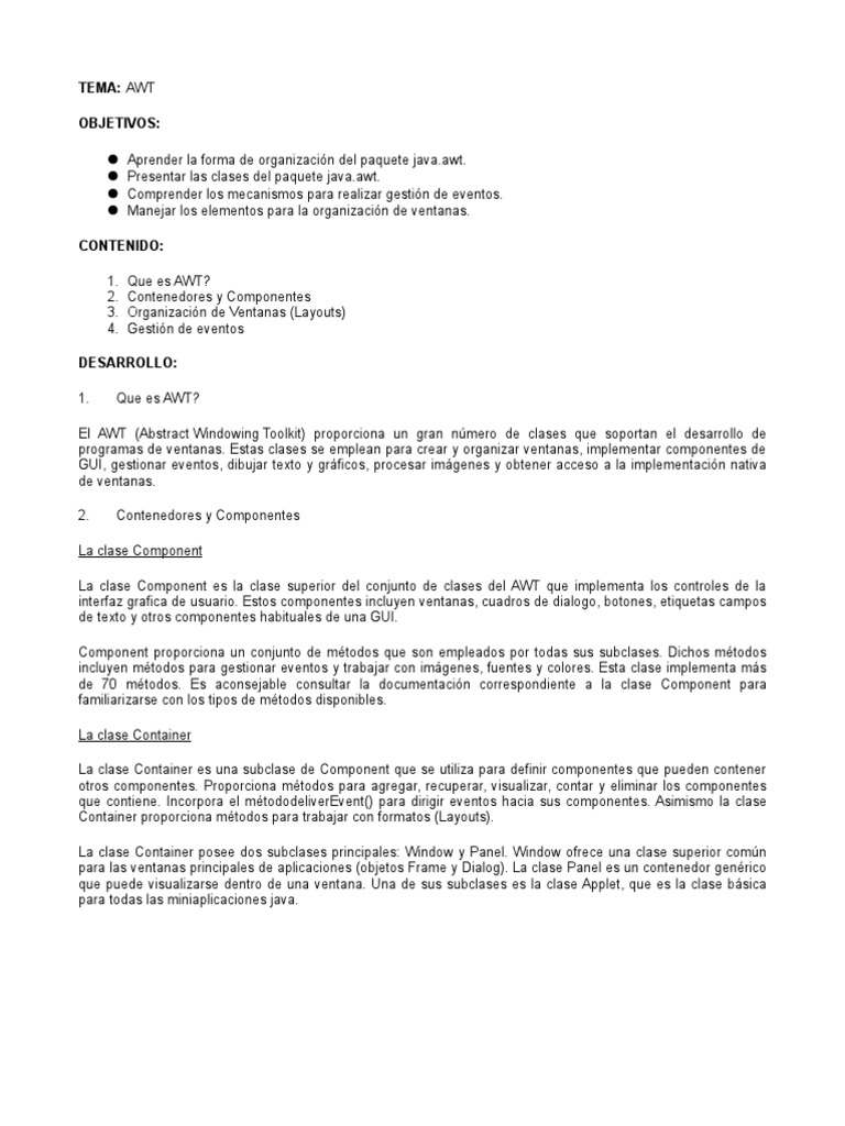 Metodos Awt | PDF | Ventana (informática) | Clase (Programación ...