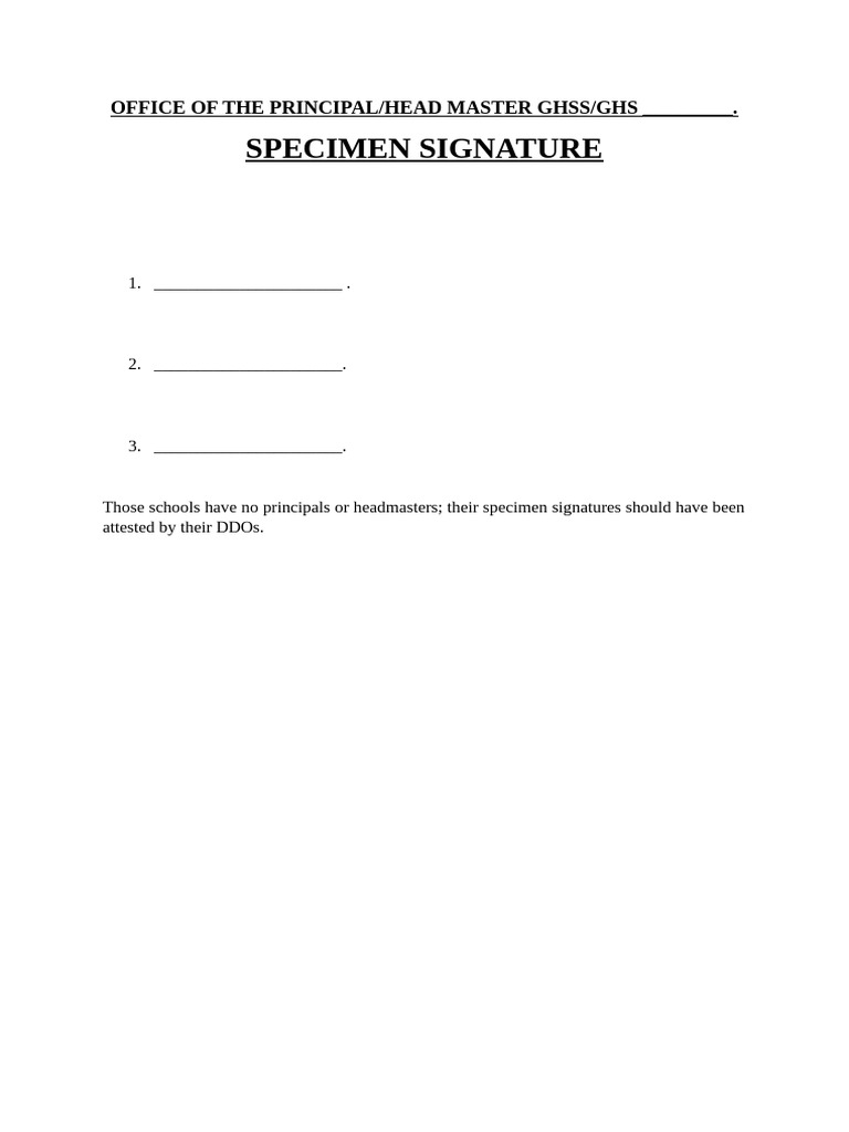 Specimen Signature Guidelines for Schools | PDF