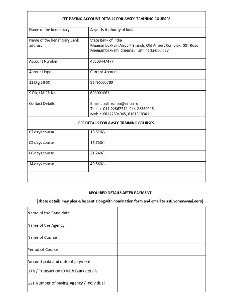 Bank Account and Other Details | PDF