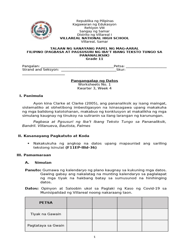Pagbasa WEEK 4 | PDF