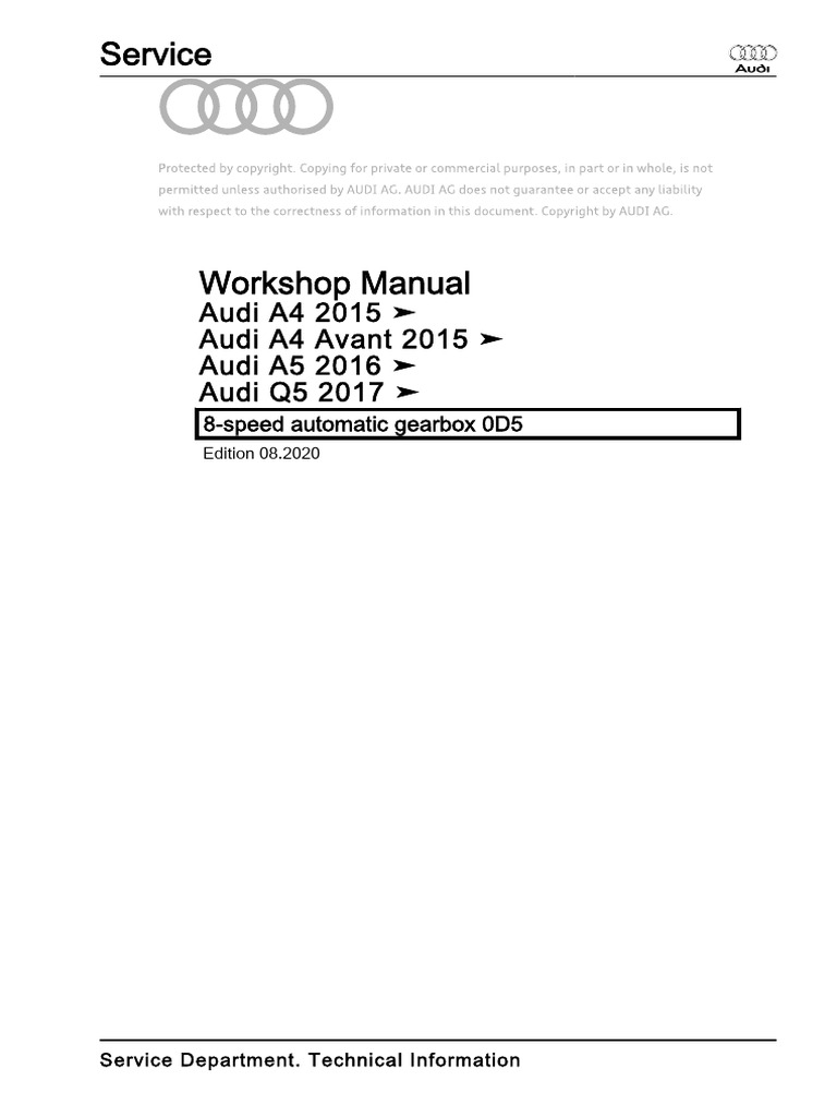 Audi 0D5 Transmission Manual | PDF | Mechanical Engineering ...