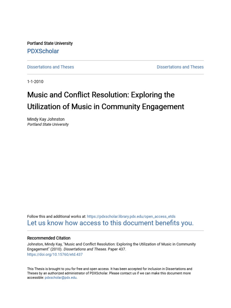 Music and Conflict Resolution - Exploring The Utilization of Music ...