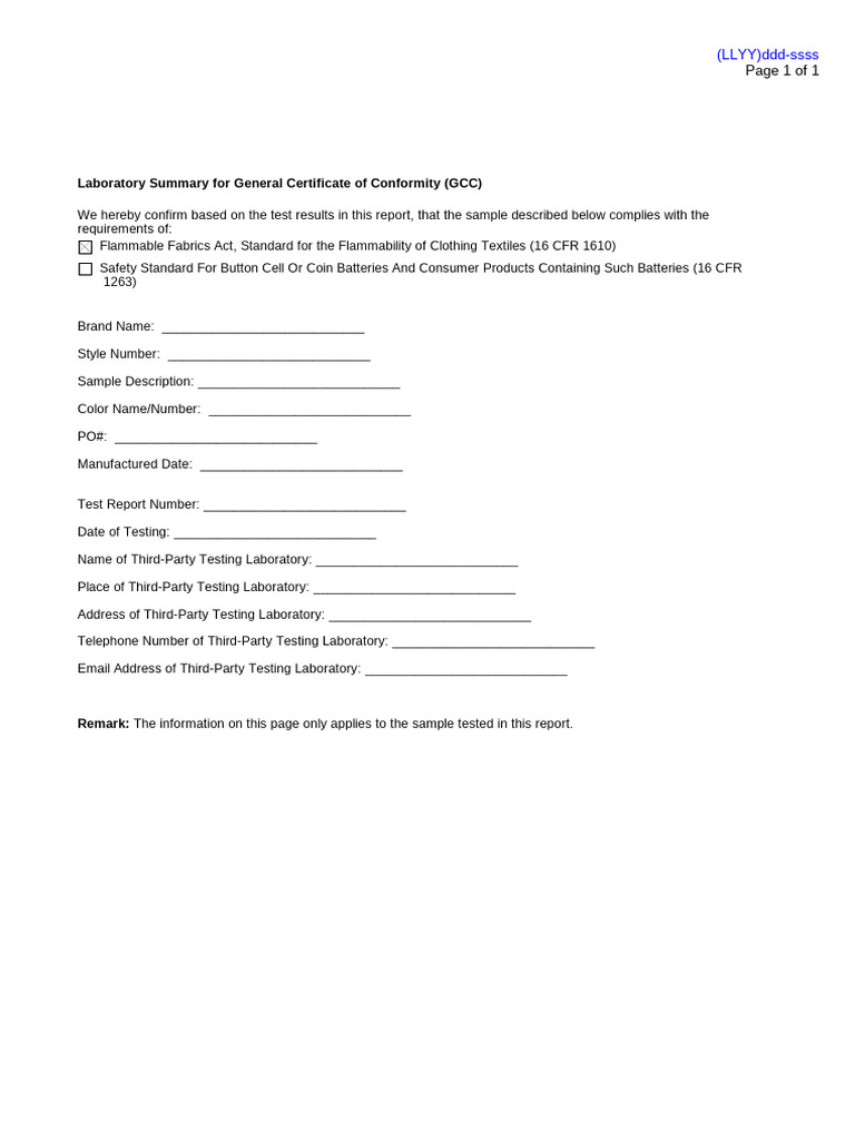 Premium Brands Opco LLC GCC SUMMARY For Test Report - June 2024 | PDF