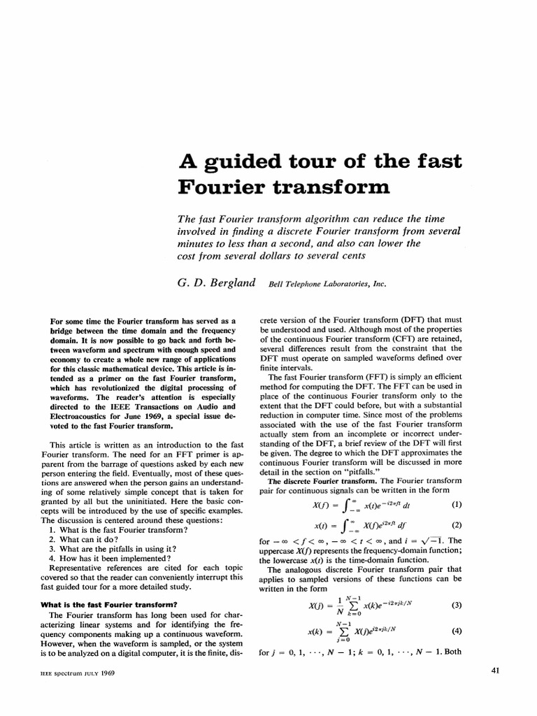(G.D.bergland) A Guided Tour of The Fast Fourier Transform | PDF | Fast Fourier Transform ...