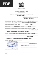 Editable Kenya Primary School Leaving Certificate | PDF