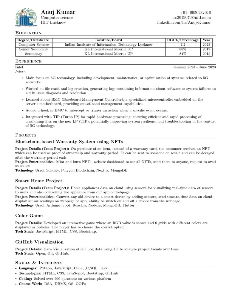 AnujKumar CV | PDF | Java Script | Computer Architecture