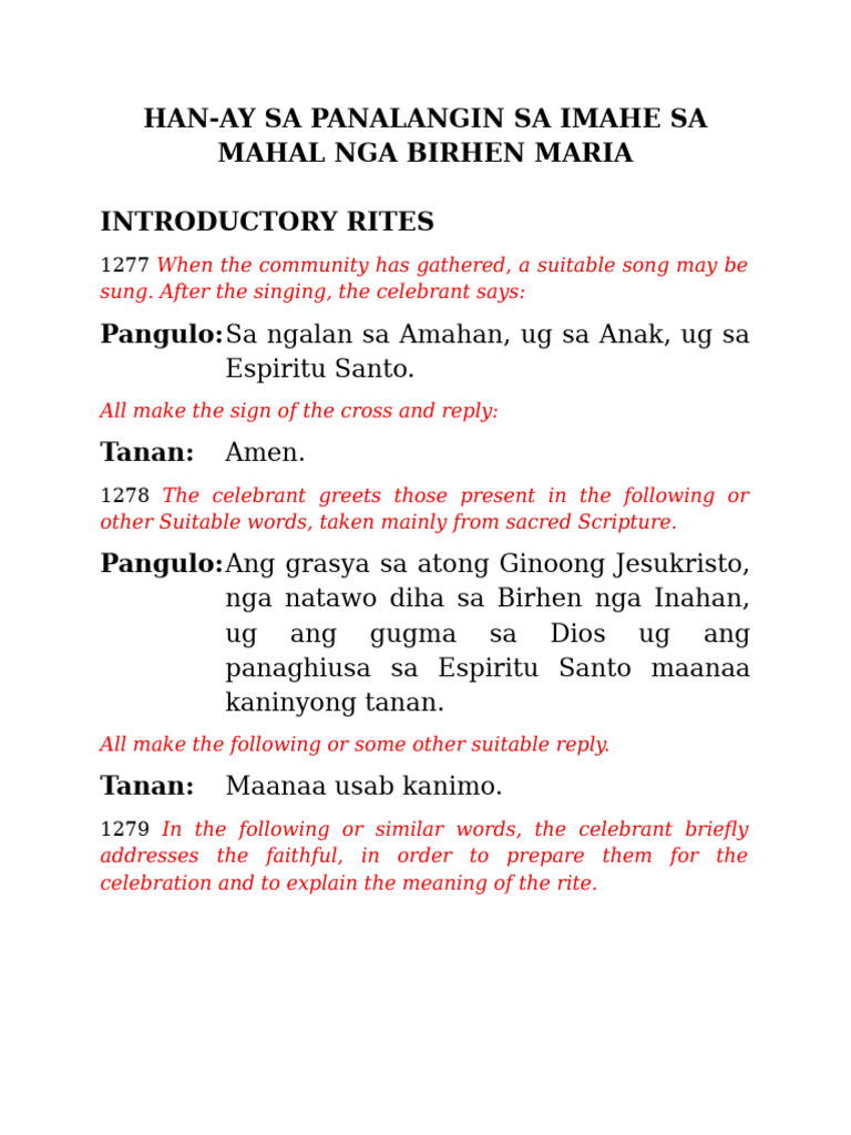 Cebuano Blessing of the Statue of the Mary Mediatrix of All Grace ...