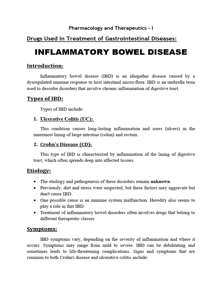 Drugs for Inflammatory Bowel Disease | PDF | Inflammatory Bowel Disease ...