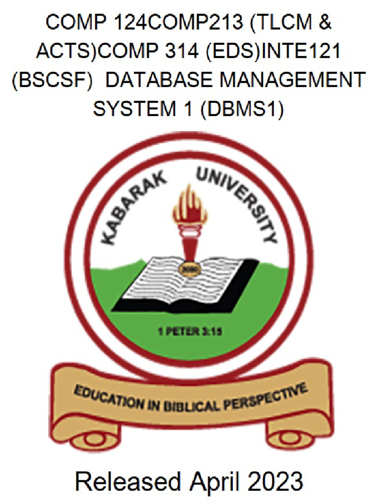 COMP 124COMP213 (TLCM & ACTS) COMP 314 (EDS) INTE121 (BSCSF) DATABASE ...