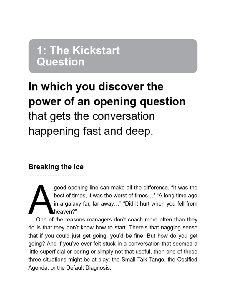 Effective Kickstart Questions for Coaching | PDF | Psychological ...