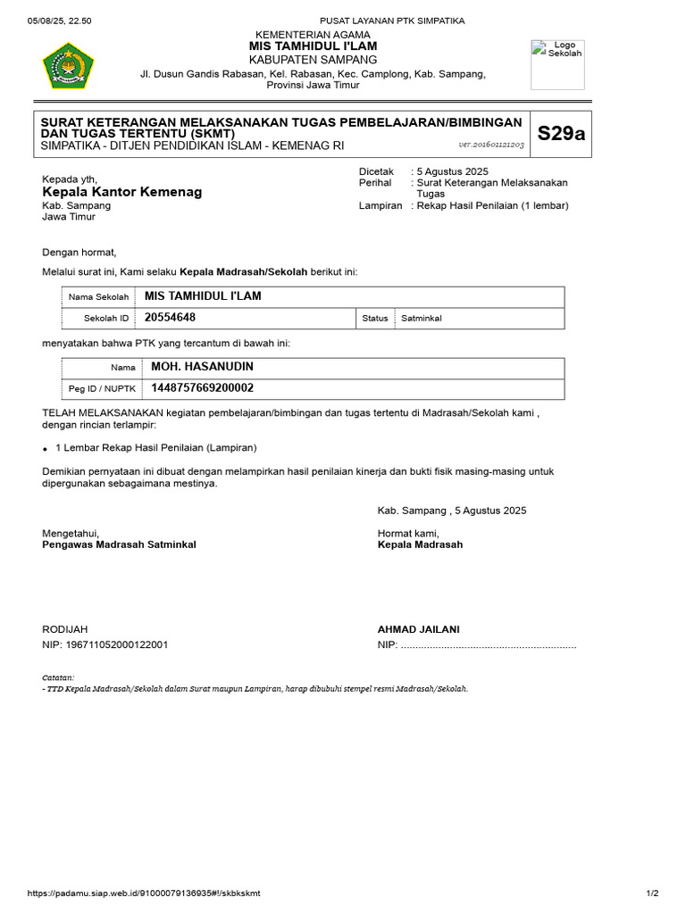 S29a & Lampiran MOH. HASANUDIN 2025-2026 SEMESTER 1 | PDF