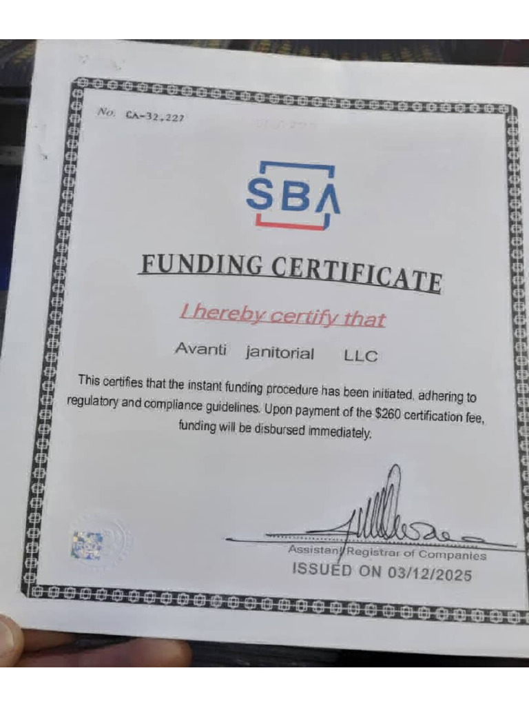 Funding Certificate | PDF