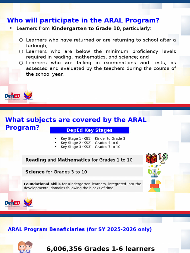 Overview of the ARAL Program Implementation | PDF | Teachers | Learning