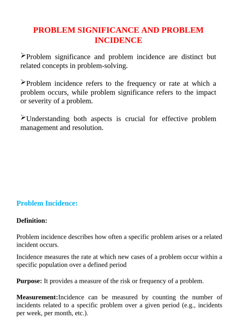 Understanding Problem Significance and Problem Incidence | PDF ...