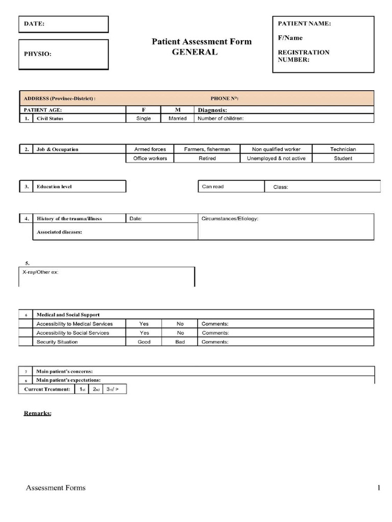 Patient Assessment Form GENERAL | PDF