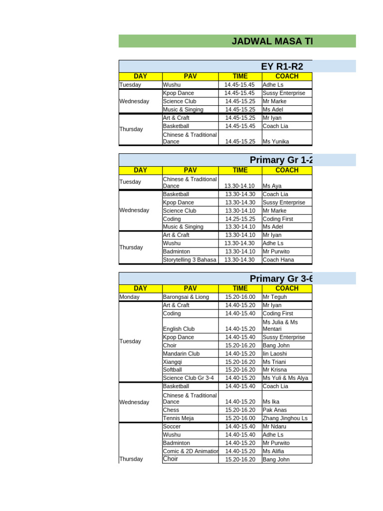 Jadwal Masa Trial Kegiatan Siswa | PDF