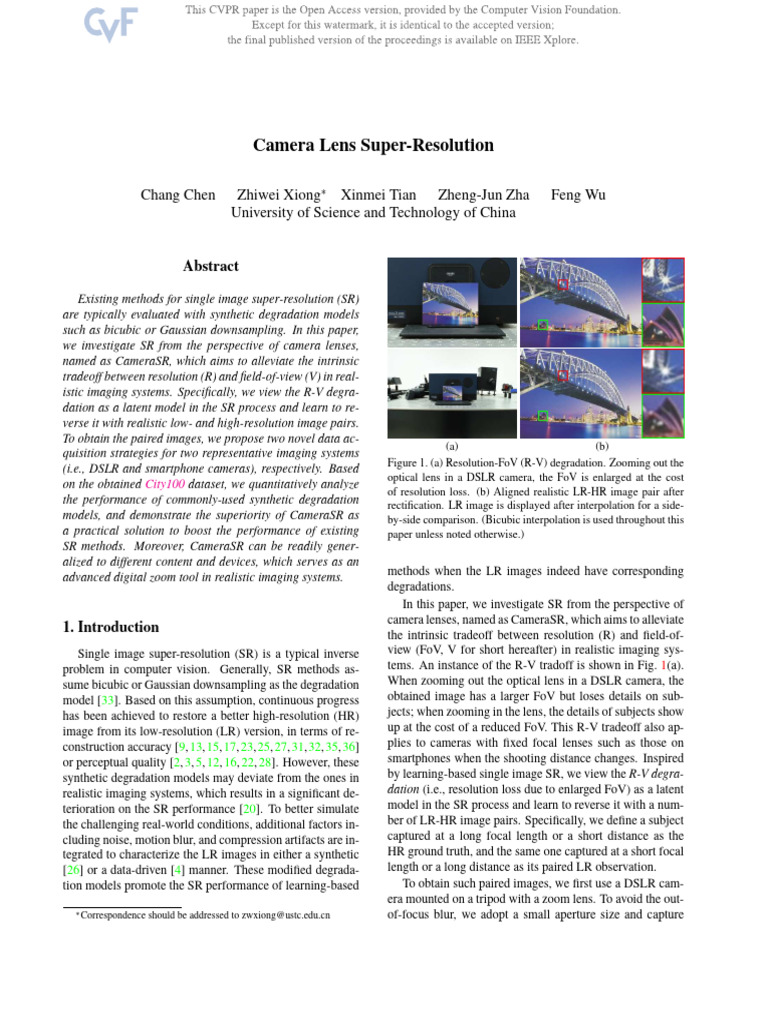 Chen Camera Lens Super-Resolution CVPR Paper | PDF | Digital Camera | Zoom Lens