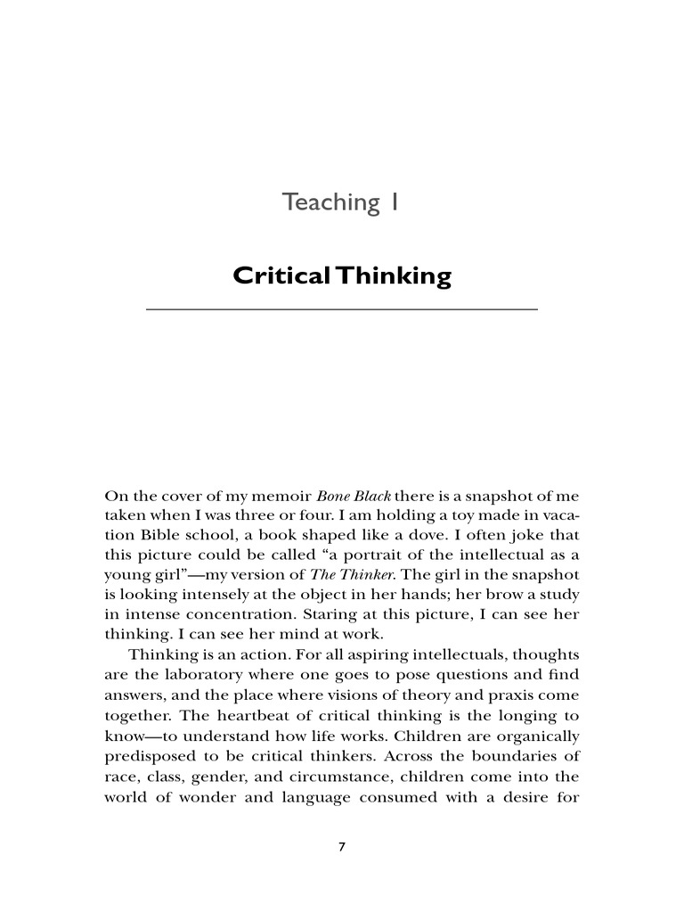 Teaching Critical Thinking: Engaged Pedagogy | PDF | Critical Thinking ...
