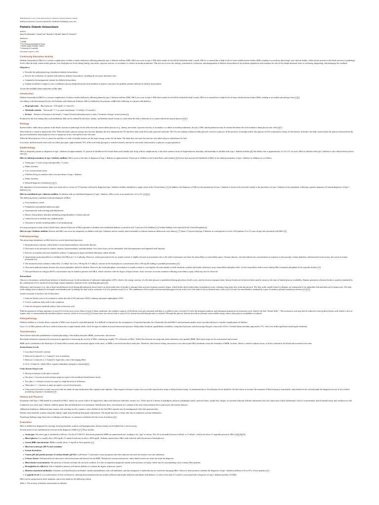 Pediatric Diabetic Ketoacidosis - StatPearls - NCBI Bookshelf | PDF ...