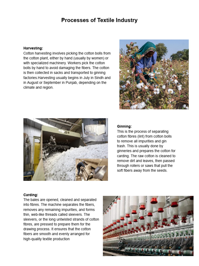 Processes of Textile Industry | PDF | Textile Manufacturing | Spinning ...
