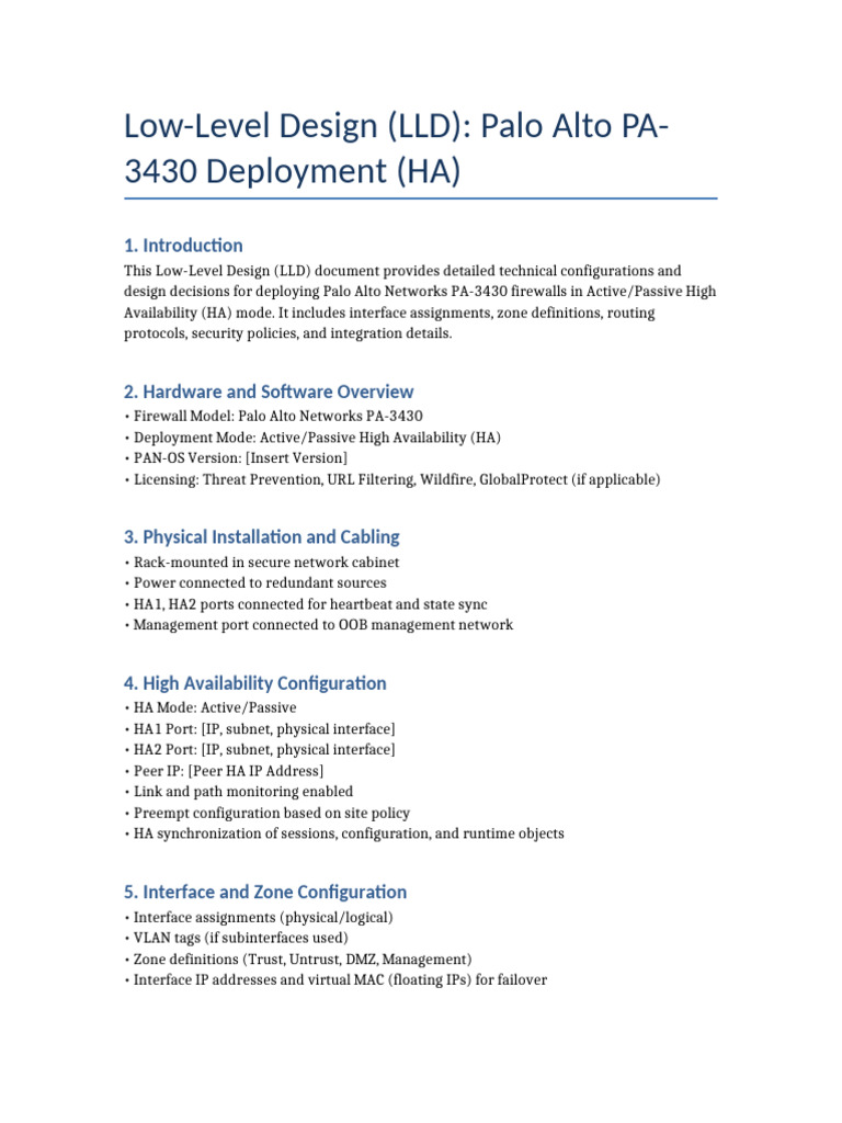 PA-3430 HA Deployment Design Guide | PDF | Ip Address | Computer Network