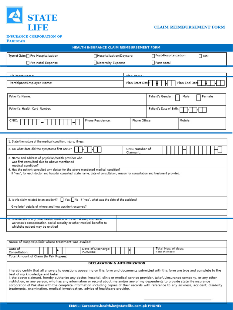 State Life Insurance Claim Form Guide | PDF | Pregnancy | Patient