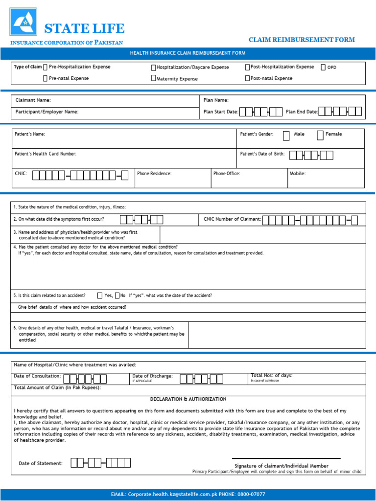Sample Insurance Form | PDF | Pregnancy | Patient