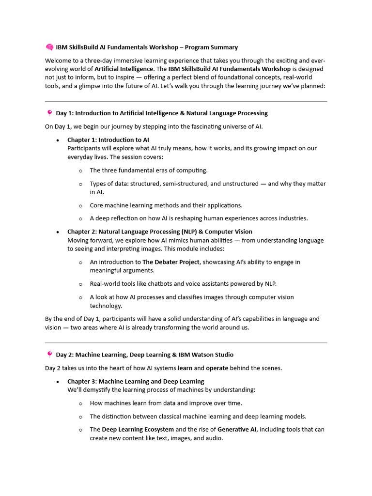 ? IBM SkillsBuild AI Fundamentals Workshop | PDF | Artificial Intelligence | Intelligence (AI ...