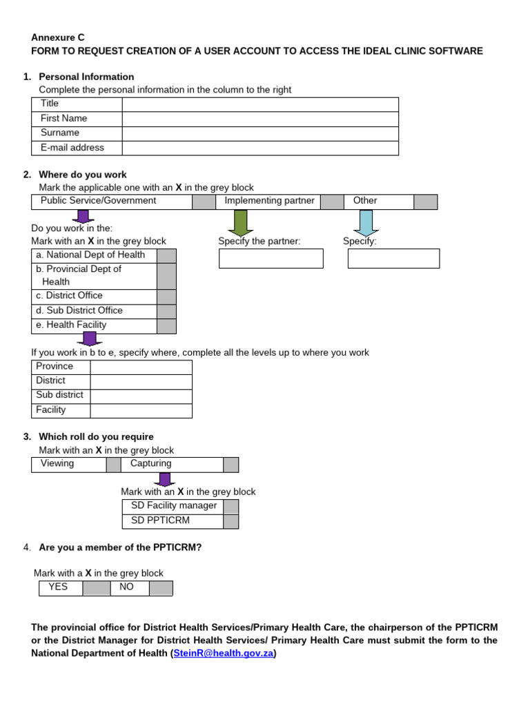 Ideal Clinic User Account Request Form | PDF