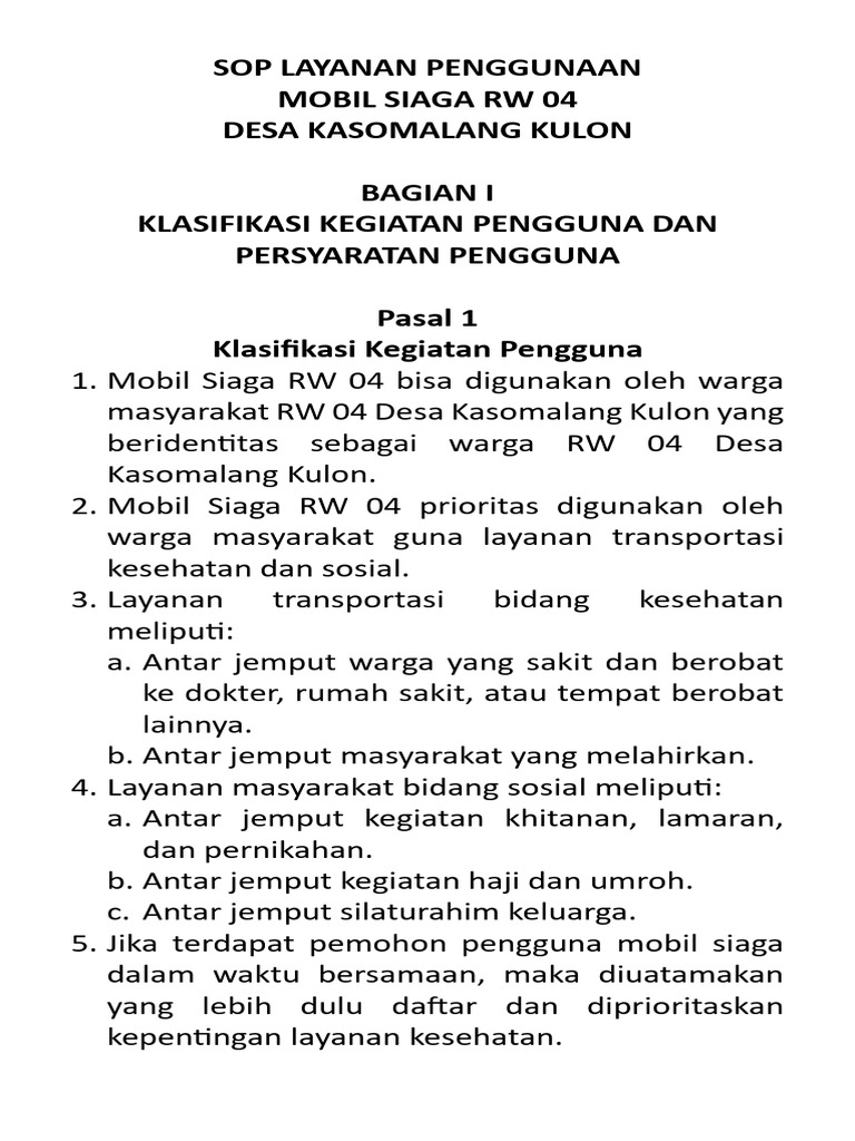 SOP Mobil Siaga RW 04 Digital v01 | PDF