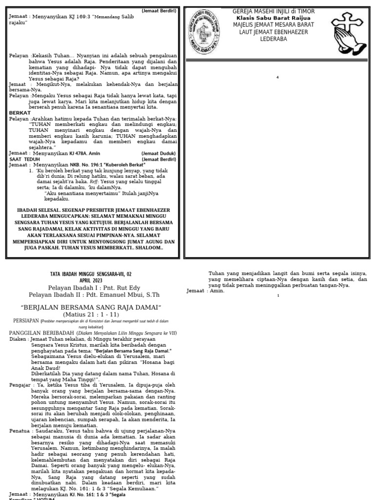 Tata Ibadah Minggu Sengsara 7 JEL 02 April 2023 | PDF