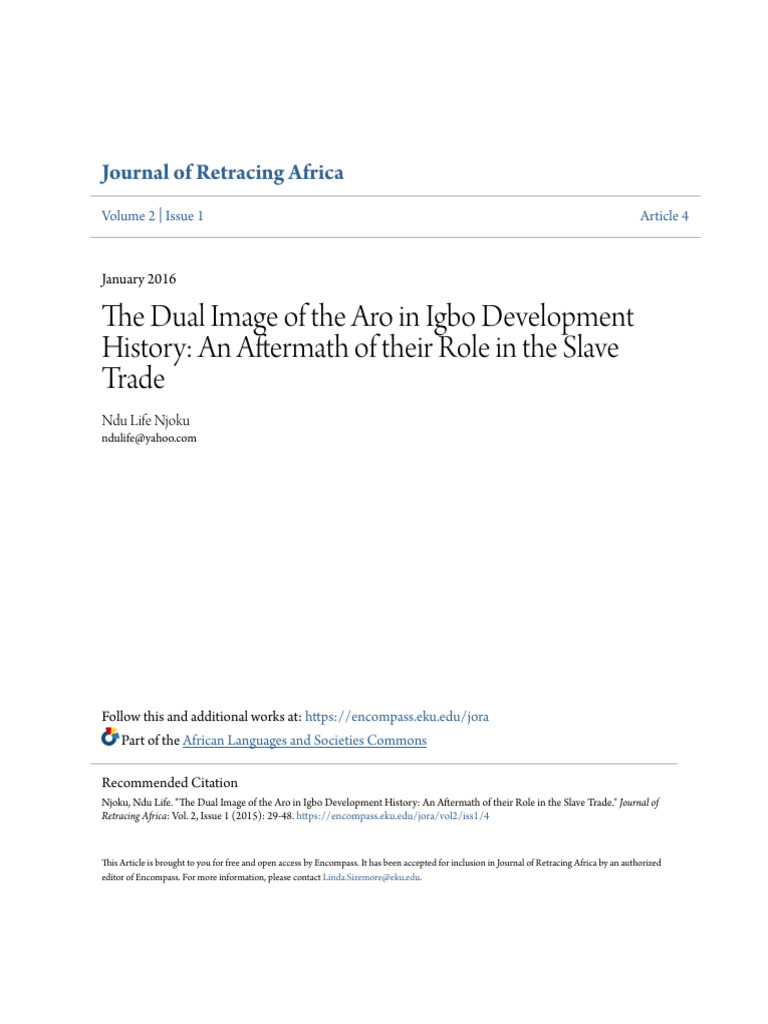 The Dual Image of The Aro | PDF | Igbo People | Nigeria