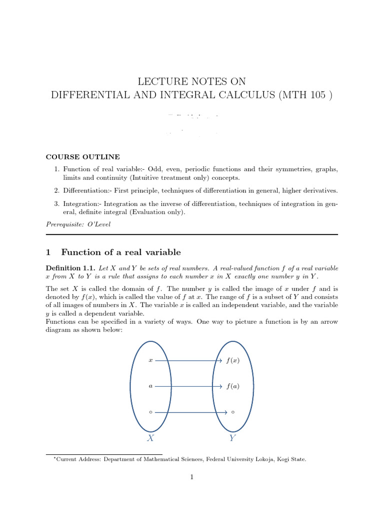 MTH102-LN 1 (Function) | PDF | Function (Mathematics) | Derivative