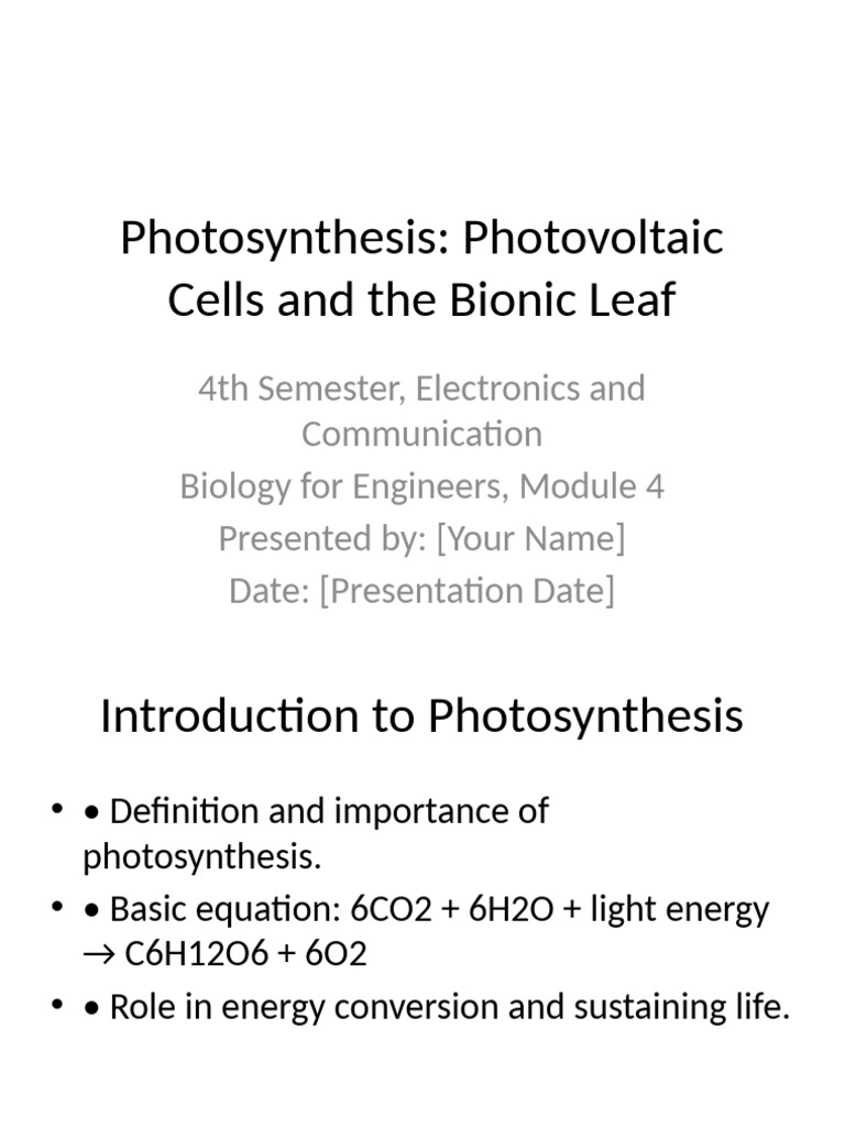 Photosynthesis Presentation | PDF
