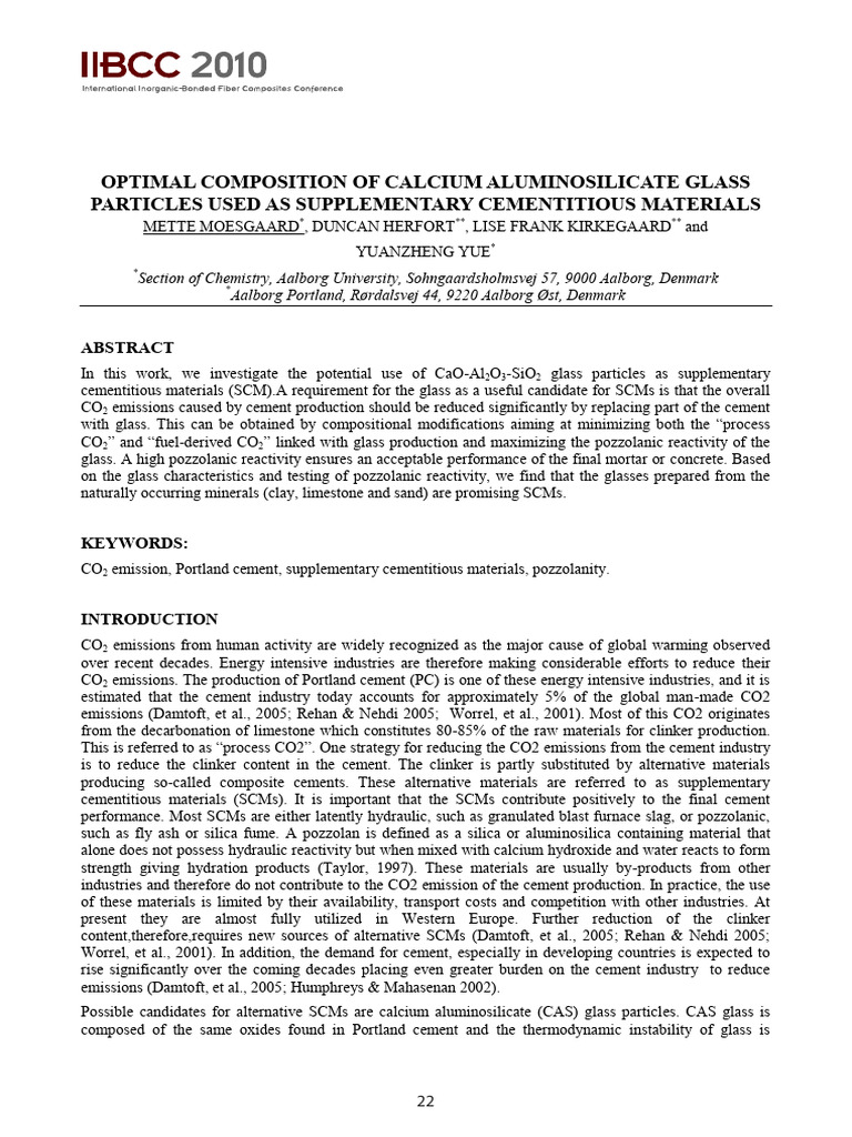 Optimal Composition of Calcium Aluminosilicate Glass Particles Used As ...