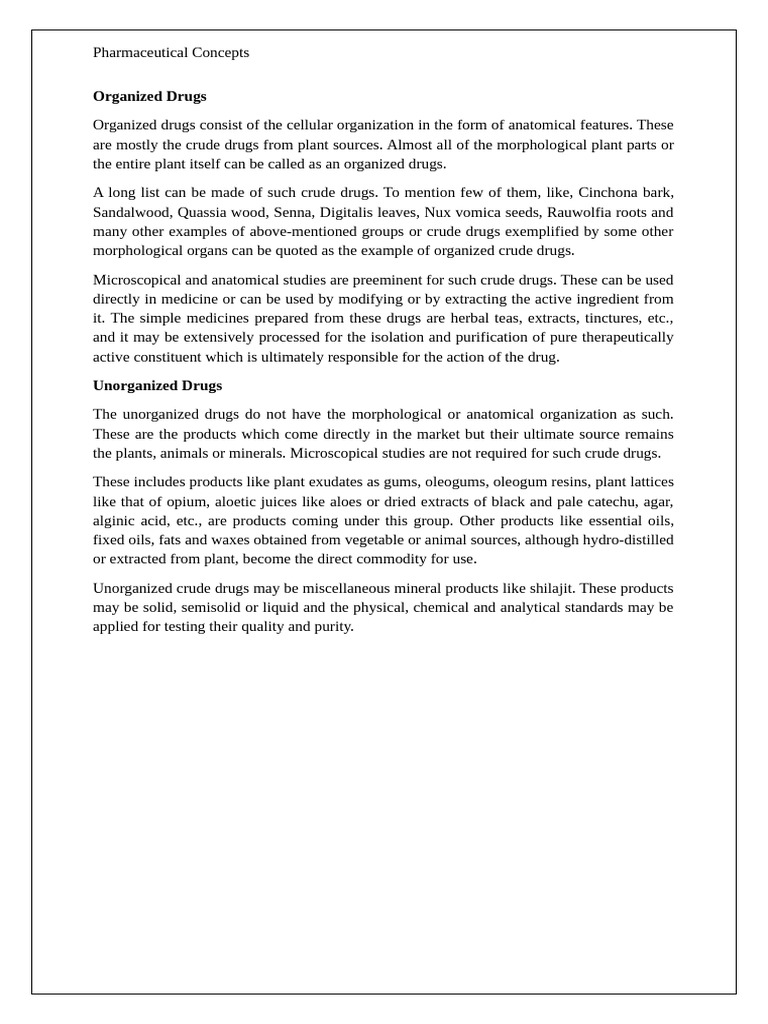 Organized vs Unorganized Drugs Explained | PDF