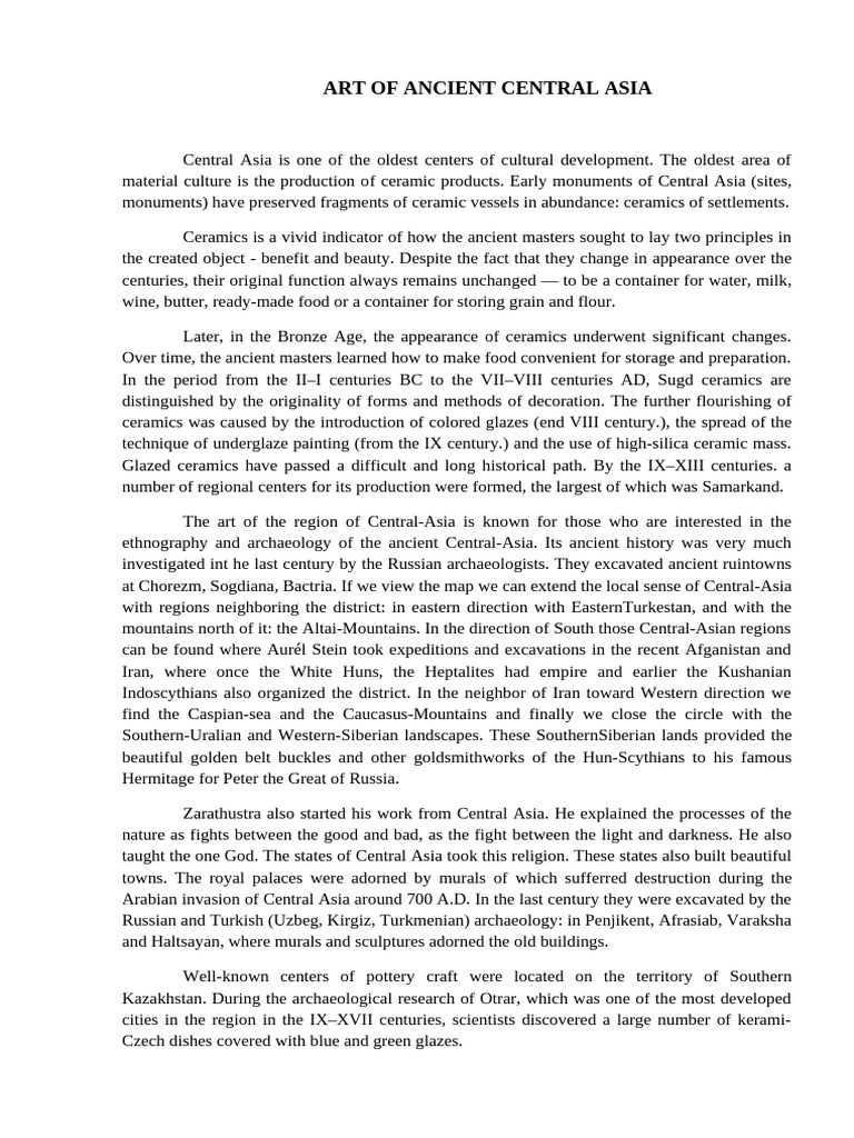 Ancient Central Asia Ceramics History | PDF