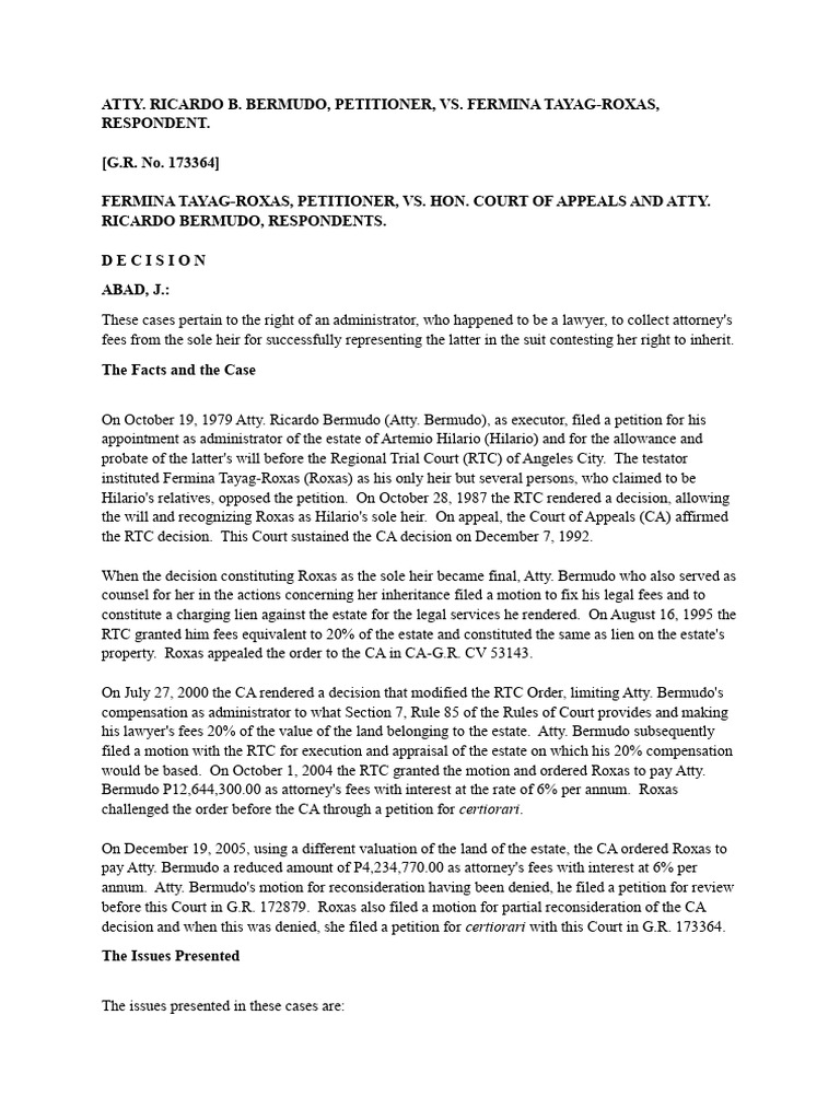 Bermudo vs. Roxas-Tayag | PDF | Lawsuit | Probate