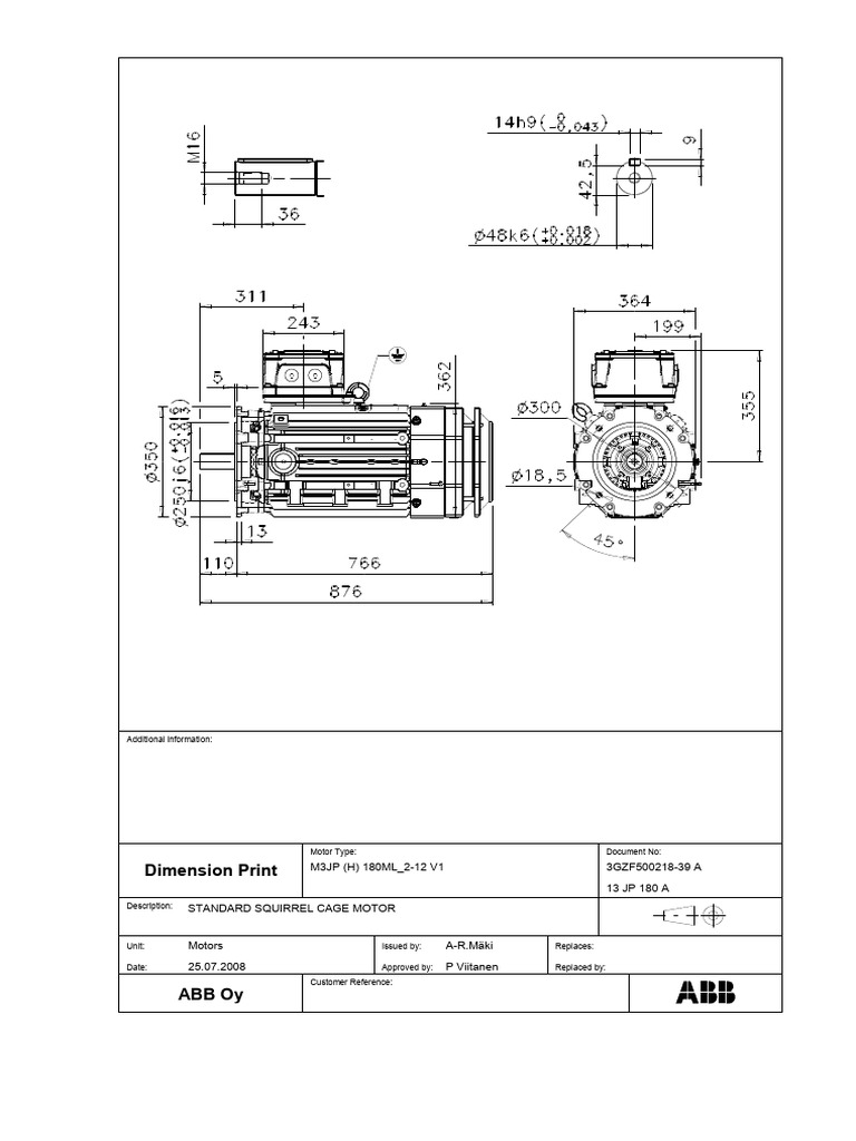 Drawing m3jp 22kw 4p v1 | PDF