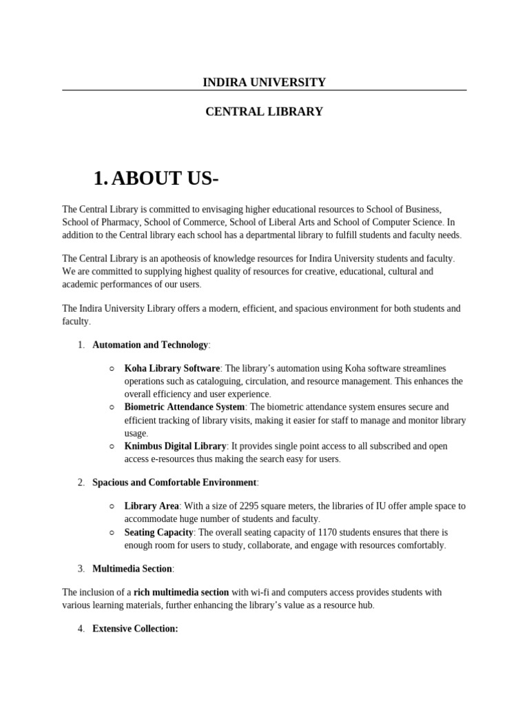 Indira University Central Library | PDF | Libraries | Databases