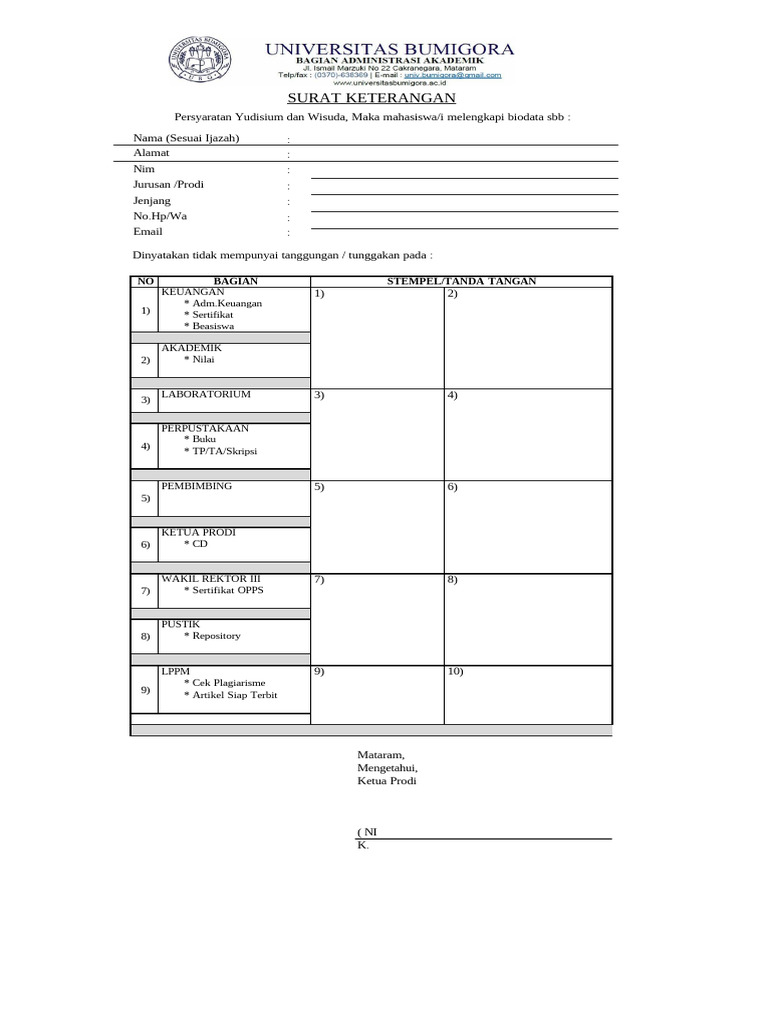 Form Blanko Yudisium | PDF