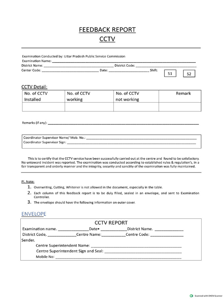 Feedback Report Uppsc CCTV-1 | PDF