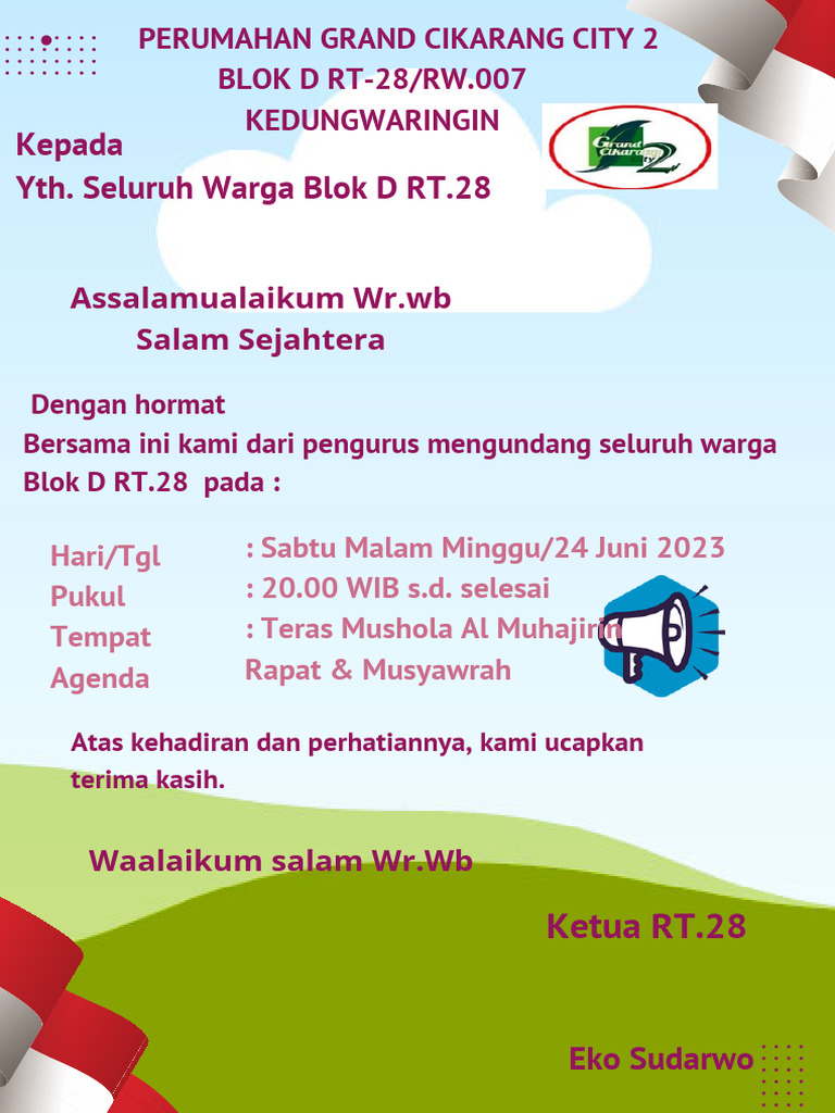 Merah Putih Modern Minimalis Undangan Perlombaan 17an Kop Surat | PDF